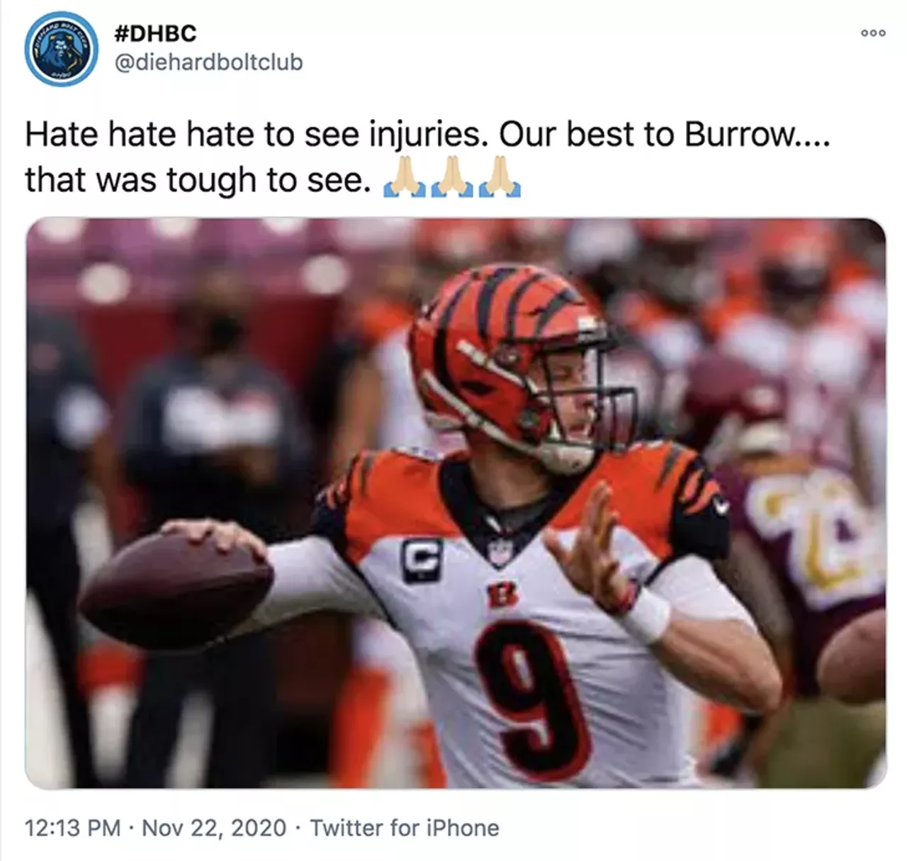 Twitter Reacts to Bengals Quarterback Joe Burrow's Devastating Injury